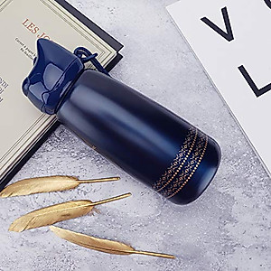 DIFFLIFE Cute Water Bottle For School, Vacuum Insulated Stainless Steel Thermos Mug，2019 New Cute Animals Insulation Bottle（Blue） (YUNDA)