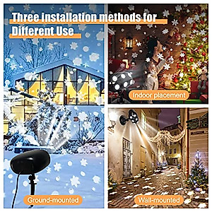 Christmas Snowfall LED Projector Lights, 2022 Upgrade Holiday Snow Projector, Snowflake Projection Lamp with Remote Control for Xmas Party Wedding and Garden Indoor Decor