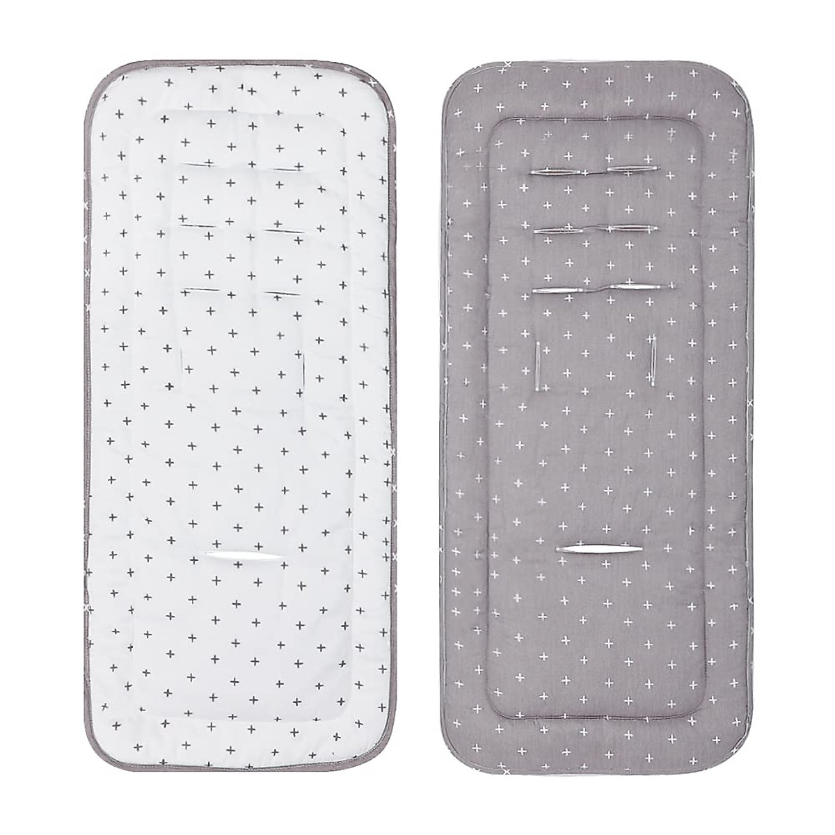 Stroller Seat Liner Universal Baby Stroller Sleeping Pad Car Seat Cushion Thick Cotton Breathable Stroller Mat Easy Installation for Newborns Infants Toddlers Outdoor Sports Jogger (white+grey)
