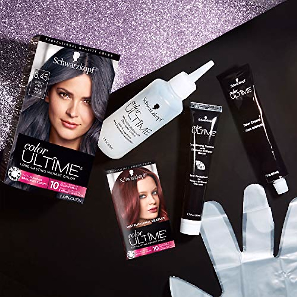 Schwarzkopf Color Ultime Metallic Permanent Hair Color Cream, 3.45 Glossy Steel