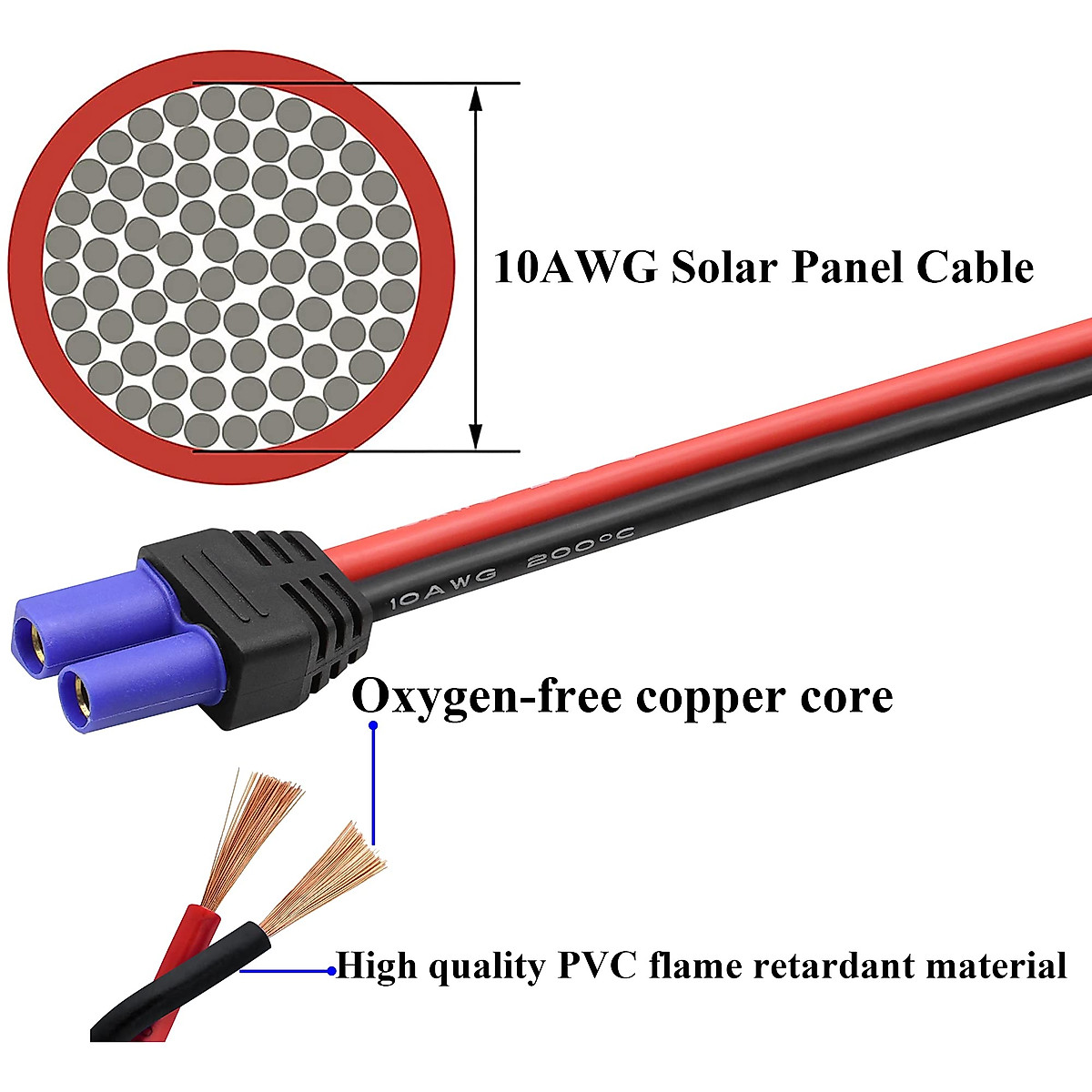 zdyCGTime 10AWG EC5 Female to Solar Male and Female Photovoltaic Power Cord Kit is Compatible with EC-5 Female Plugs and Solar Connectors,for Solar Motorcycle Weeder Generator etc.(40cm/1Pack)