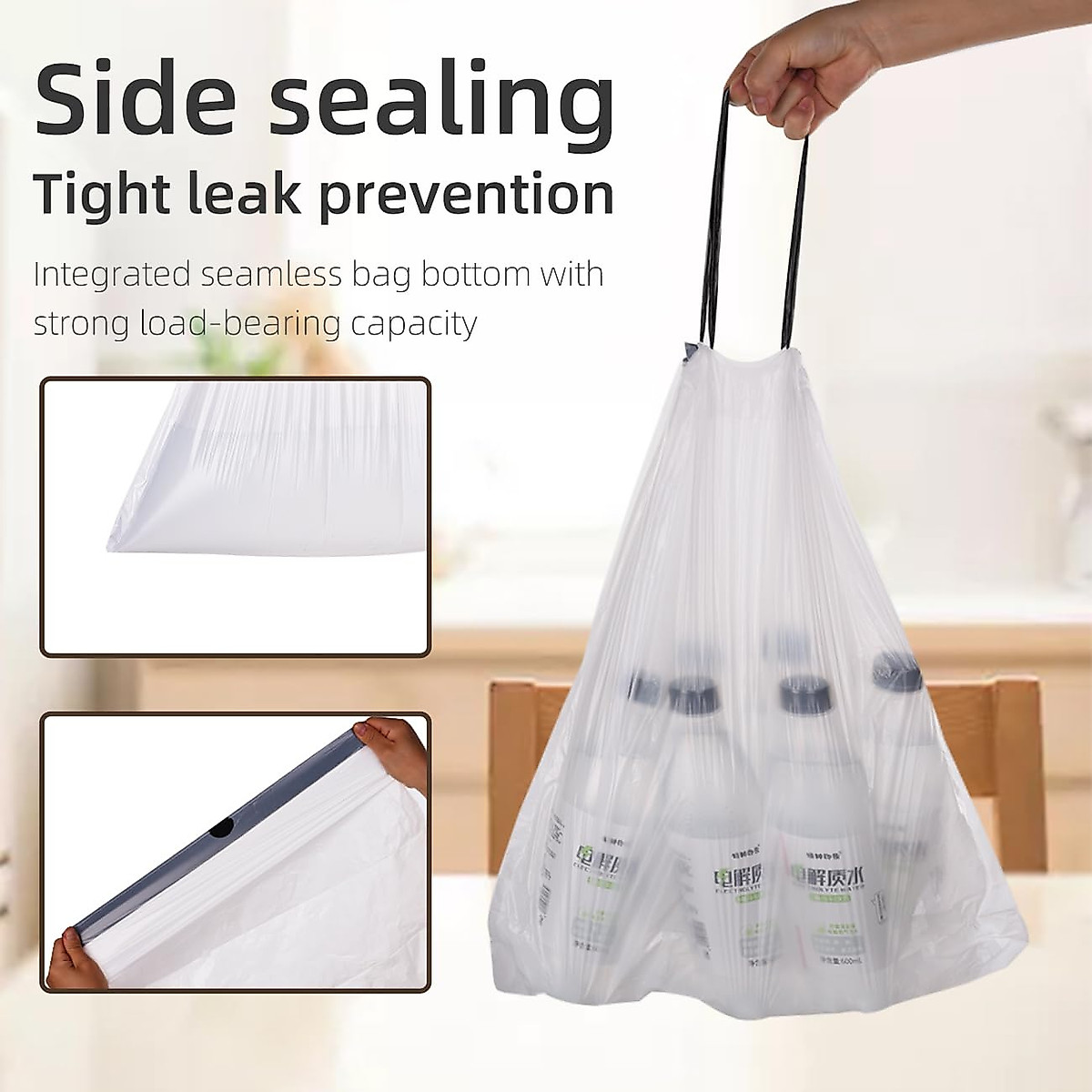 4 Gallon Trash Bags, 40 Count Drawstring Garbage bags, Thickened Unscented Wastebasket Liners for Bathroom Bedroom Office Trash Can