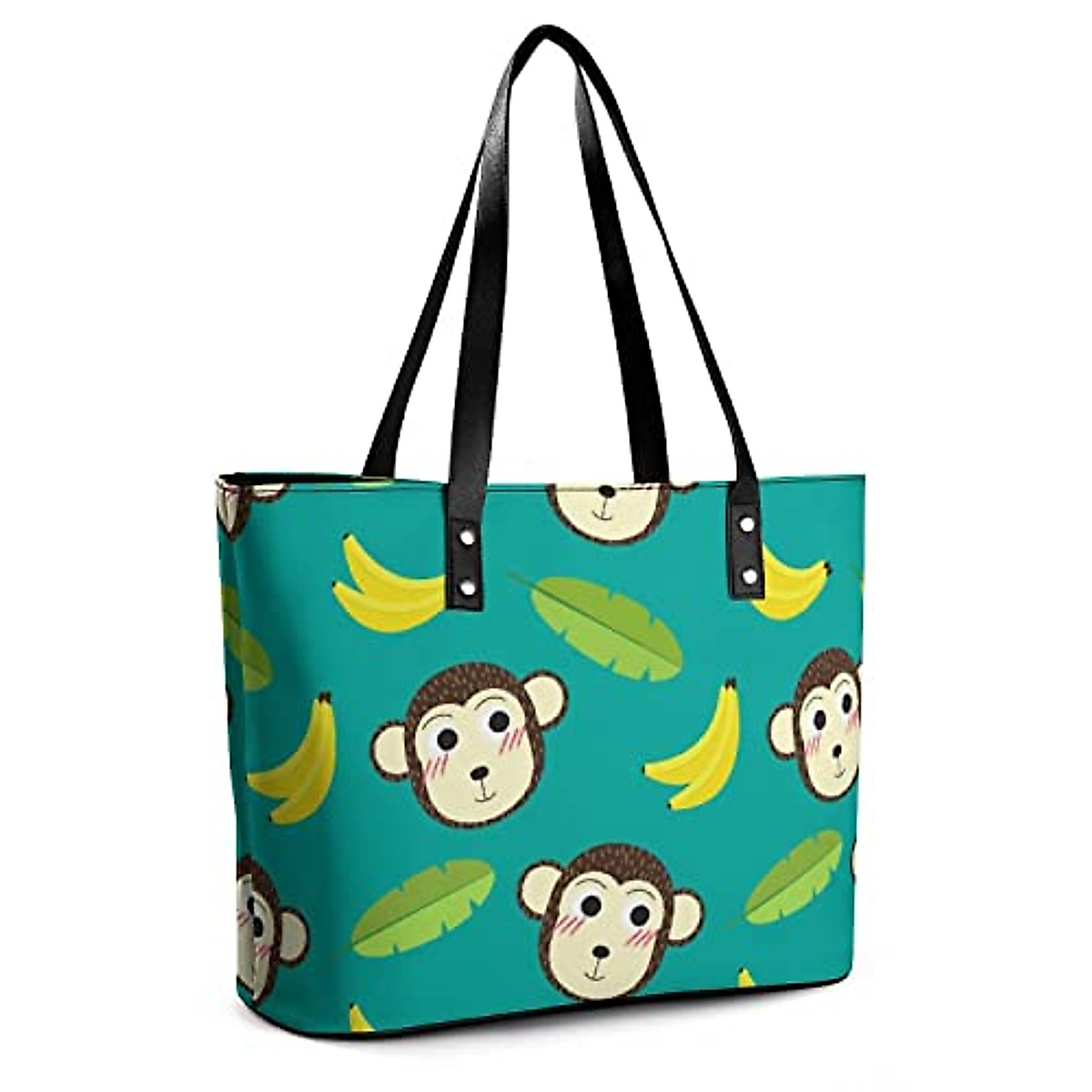Womens Handbag Monkey Banana Leaf Leather Tote Bag Top Handle Satchel Bags For Lady