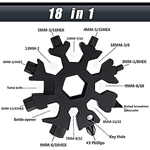 18 in 1 Snowflake Multi Tool, Stainless Steel Snowflake Pocket Multitool Card Combination Compact Portable Outdoor Tool (2 pack)