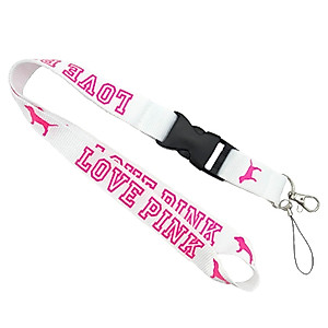 Lanyard for Keys Neck Strap Keychain ID Holder Keyring for Women Phones Bags Keys Cell Phones Bags Accessories-Detachable Lanyard with Quick Release Buckle (White-pink)