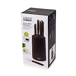 Joseph Joseph 10527 Elevate Knives Carousel Knife Set with Rotating Storage Stand, 6-piece, Black (updated)