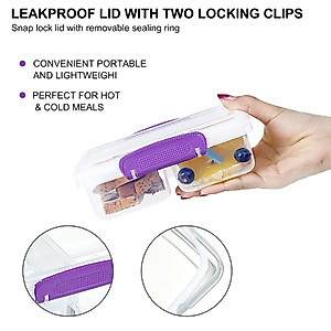 Greentainer 4 Pack Plastic Snack Containers for Kids Bento Boxs with 2 Compartments Travel Snack Container Sandwiches/Fruits/Candies Food Storage Containers BPA Free Dishwasher Safe