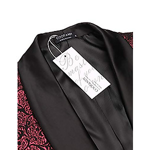 COOFANDY Mens Floral Tuxedo Jacket Embroidered Blazer Shawl Lapel Dress Suit Slim Fit for Christmas Prom Wedding Homecoming Party