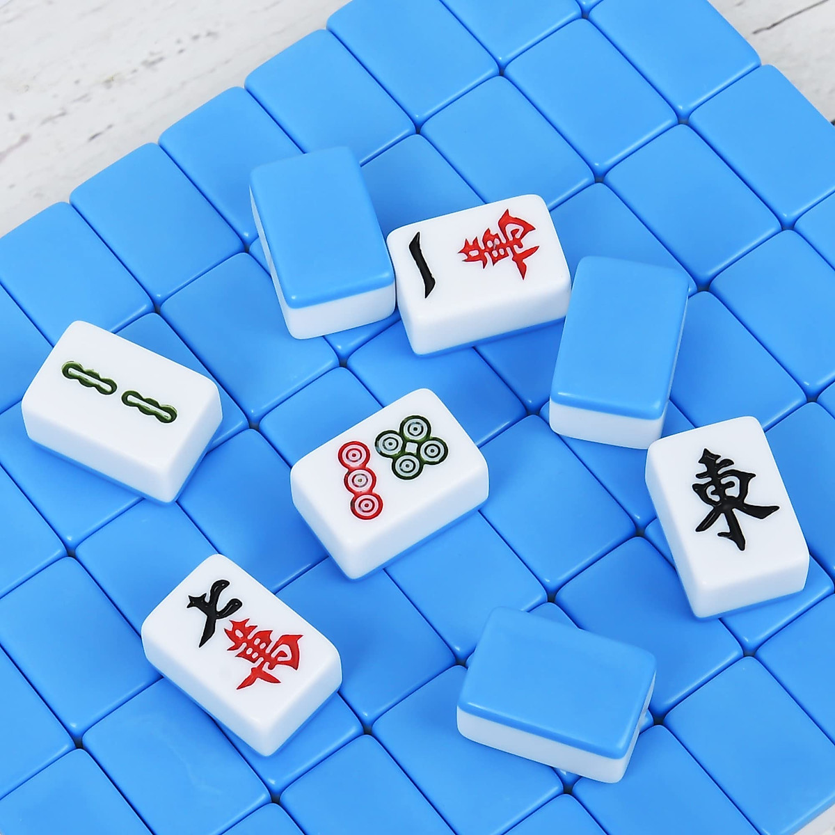 TWBTC Chinese Mini Mahjong Sets144 Melamine Tiles 1.1"(28mm) with Portable Travel Handbag Complete Mahjong Game Set - (Mah Jong, Mahjongg, Mah Jongg, Majiang, 中国麻将)