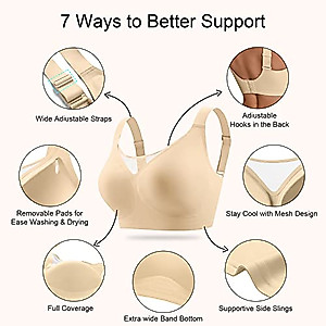 Sports Bras for Women High Support Large Bust Full Coverage Seamless Bras Push Up Bras for Women Comfortable Bras for Women,Nude L