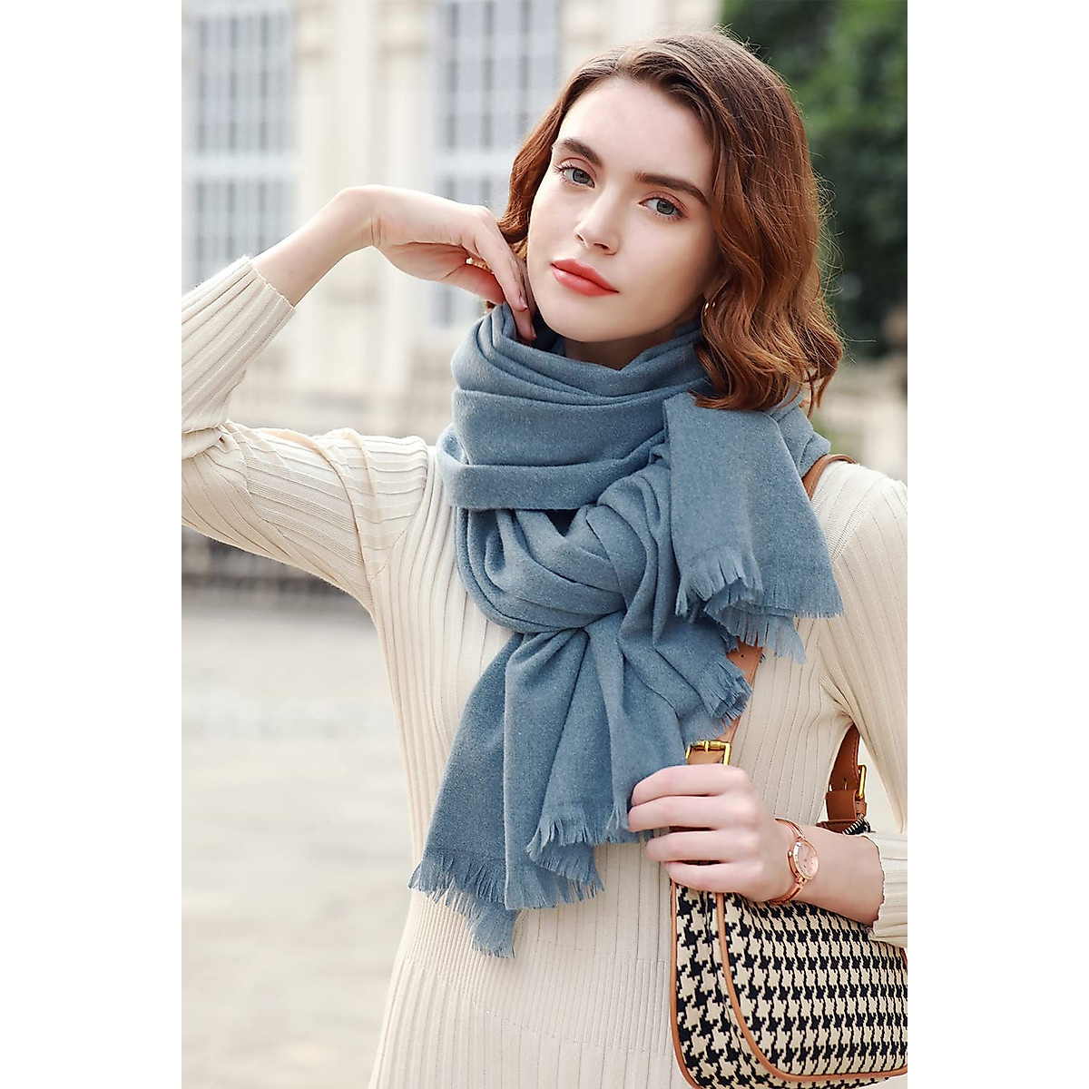 RIIQIICHY Pashmina Shawl Wraps for Women Scarf for Wedding Large Winter Blue Scarves Soft Shawls and Wraps for Evening Dresses