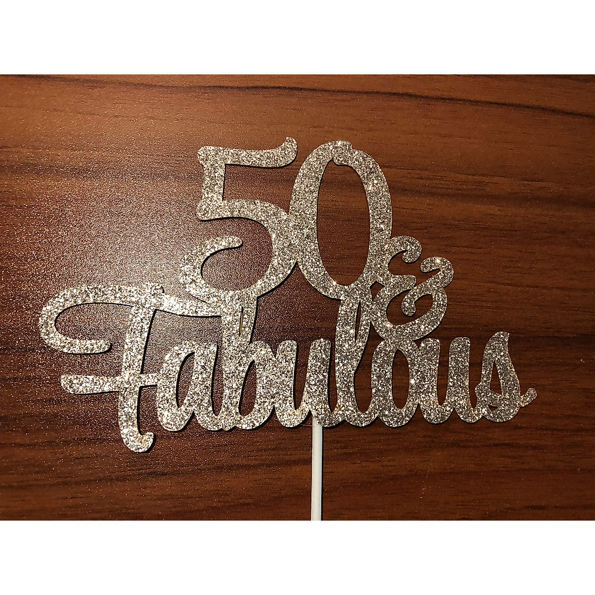 50 and Fabulous Cake Topper Rose Gold Glitter 50 Birthday Cake Topper, Fifty and Fabulous Cake Topper 50th Birthday Cake Topper for Women