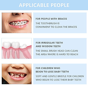 LOVEWEE End-Tuft Tapered Trim Toothbrush, 6 PCS Tufted Toothbrush Interspace Brush Wisdom Gap Toothbrush for Orthodontic Braces Bridges Line and Detail Cleaning