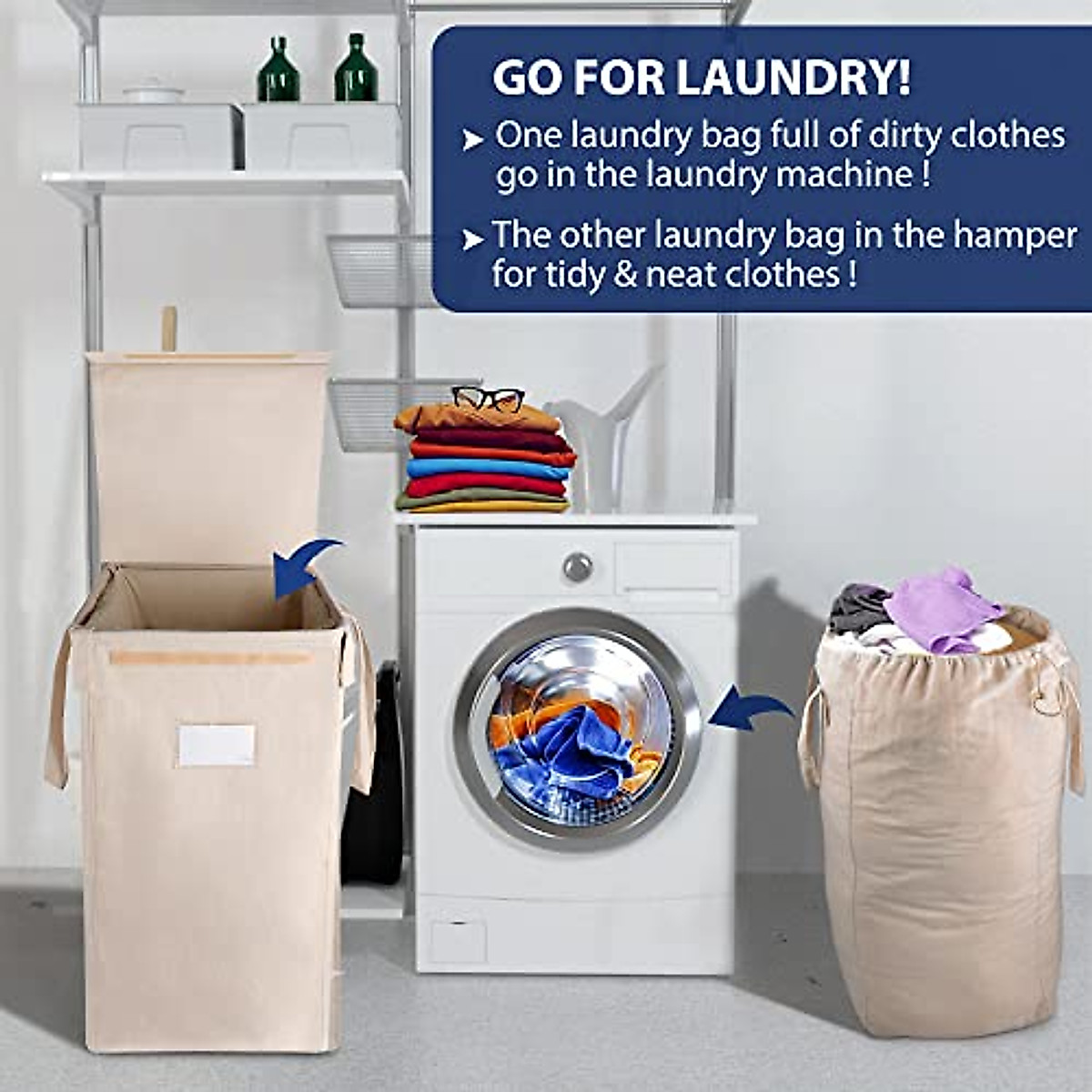 MCleanPin Laundry Hamper with Lid and 2 Removable Liners, 71 LCollapsible Dirty Clothes Hamper for laundry and 2 Handles, Foldable Baby Nursery Hamper Dorm Room Laundry Bags for College, Beige