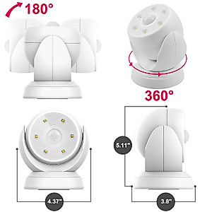 HONWELL Battery Operated Motion Sensor Light Outdoor Wireless Waterproof Spotlight Motion Detector Security Light, Light Sensor Auto On Off for Porch Stair Hallway Garage Wall Shed House Door (1Piece)