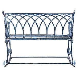 Safavieh Outdoor Collection Ressi Victorian Antique Patio Porch Entryway Backyard Rock Bench PAT5021C, Mossy Blue