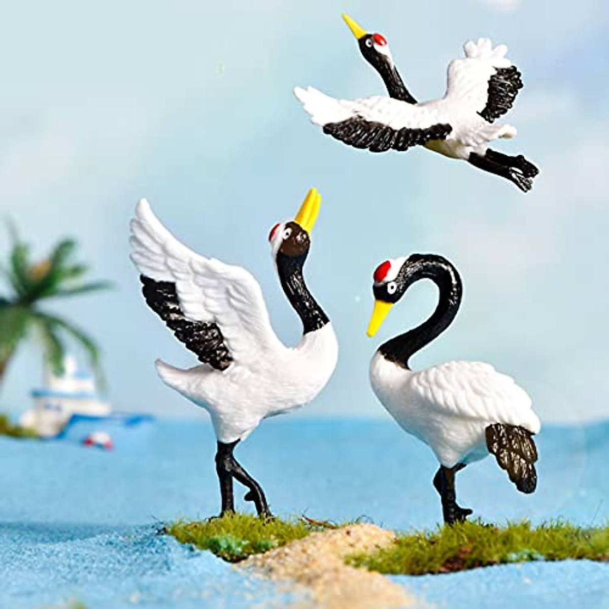 Alasum 3pcs Simulated Red-Crowned Crane Office Decore The Office Decor Micro Landscape Decorations Red-Crowned Crane Adornments Terrarium Decorations Cake Decorations Tropical Bird Figure