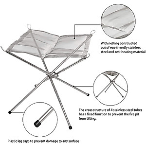 Finderomend Portable Fire Pit for Camping 22 Inch Mesh Collapsible Folding Fire Pit with Stainless Steel for Campfire, Outdoor, Camping and Travel- Include Carry Bag
