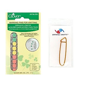 Clover Needlecraft Knit and Block Pins 2 inch 10/Pkg Bundle with 1 Artsiga Crafts Stitch Holder 325