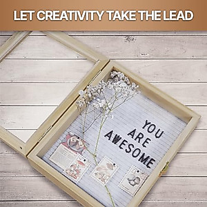 MOHNIC Shadow Box Frame with Changeable Letter Board – 8x10 inch Shadow Box Display Case with Felt Letter Board – Picture Frame, Memory Box for Photos, Artworks, Medals, and More (Natural Wood)