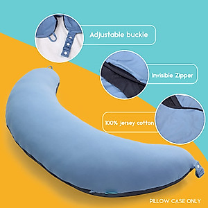 BYRIVER Light and Dark Blue Color Jersey Cotton Pillowcase Cover Body Pillow Pregnancy Pillow(L)