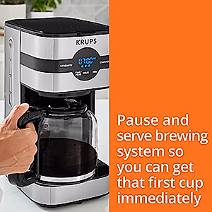 KRUPS Simply Brew Digital Drip Coffee Maker, 10 cups, Black & Stainless Steel