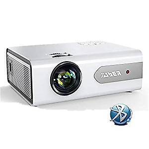 YABER V3 Mini Bluetooth Projector 6000 Lux Full HD 1080P and Zoom Supported, Portable LCD LED Home & Outdoor Projector for iOS/Android/TV Stick/PS4/PC/Bluetooth Speaker (White)