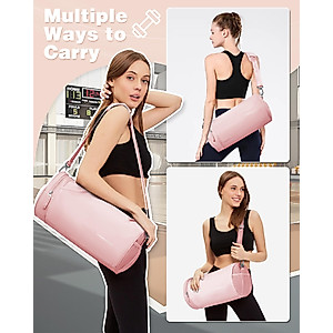 Small Gym Bag for Women,Waterproof Workout Bag Mini Duffle Bag Womens Spotrs Gym Bags Small Travel Duffel Bag with Wet Pocket Carry on Weekender Bags for Dance Swimming,Gym,Yoga,Fitness Pink