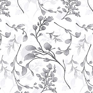 Orainege Gray Floral Wallpaper Peel and Stick Wallpaper Self Adhesive Floral Contact Paper Waterproof 17.7 inch×118.1inch Removable Wallpaper for Bedroom Bathroom Cabinets Decor