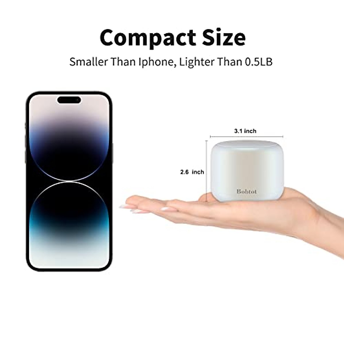 Bobtot Portable Bluetooth Speakers Wireless Speaker- Waterproof Speaker with Loud Stereo Sound,15 Hours Playtime, Rechargeable Battery, Built-In Microphone, Mini Speaker with Strap Easy to Carry White