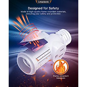 Letaclanic Light Socket to Plug Adapter, 2-Pack Pull Chain 2/3 Prong Light Socket Adapter E26/E27 Light Bulb Outlet Socket Polarized Plug Converter for Garages, Living Rooms, hallways, and More