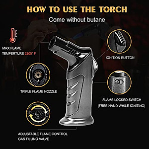 BIMING Cocktail Smoker Kit with Torch - Drink Whiskey Bourbon Smoker Infuser Kit with 4 Flavors Wood Chips, Old Fashioned Smoker Kit for Meat Cheese Salad-Gifts for Whiskey Lovers/Father/Men(No Butane) (Burlywood)