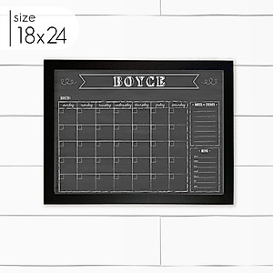 Dry Erase Chalkboard Calendar, Reusable 18x24 or 24x36 Customized Dry Erase Wall Calendar, Chalkboard Calendar, Family Framed Calendar, 2023 calendar planner, Family Command Center