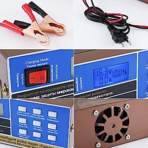 Kawish Full Automatic Car Battery Charger 12V/10A | 24V/7.5A Intelligent Pulse Repair Battery Charger Truck Motorcycle Charger with Terminal Clean Brush for Automotive,Boat,Motorcycle