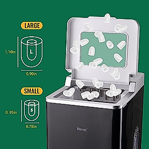 Ice Maker Countertop 9 Pcs Bullet ice in 8 Mins, 33LBS in 24Hrs, WANAI Portable Ice Machine with Auto Self-Cleaning, Ice Scoop & Basket, Two Size for Home/Office/Kitchen/Bar