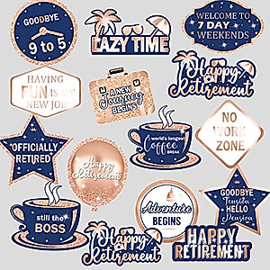 YSHMFEUX Retirement Party Decorations for Women, Navy Blue Rose Gold Retirement Party Supplies, Happy Retirement Banner, Retirement Party Centerpiece, Retirement Hanging Swirls Decorations for Women