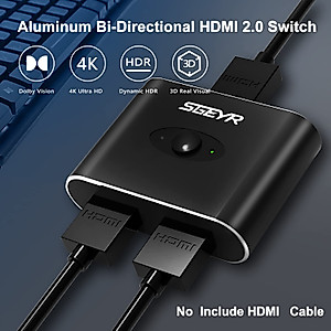 HDMI 1.4v Switch 5 in 1 Out +HDMI 2.0 Bi-Directional Switch 2 in 1 Out hdmi Splitter 1 in 2 Out Black(Only one Monitor Will Display at a time)