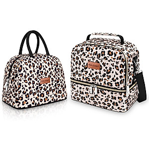 BALORAY Lunch Bag Women Men, Double Deck Lunch Box Insulated Lunch Bag for Adults Work Office Picnic, Leakproof Cooler Bag with Adjustable Shoulder Strap