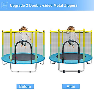 55" Small Trampoline for Kids with Net, 4.6FT Indoor Outdoor Toddler Trampoline with Safety Enclosure, Baby Round Jumping Mat, Recreational Trampolines Birthday Gifts for Children Boy Girl