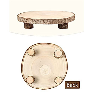 Caydo 9-10 Inch Large Wood Slice with Wood Table Holders as Serving Trays for Table Centerpiece, Wedding Decoration, Baby showers, Christmas and Forest Theme Parties