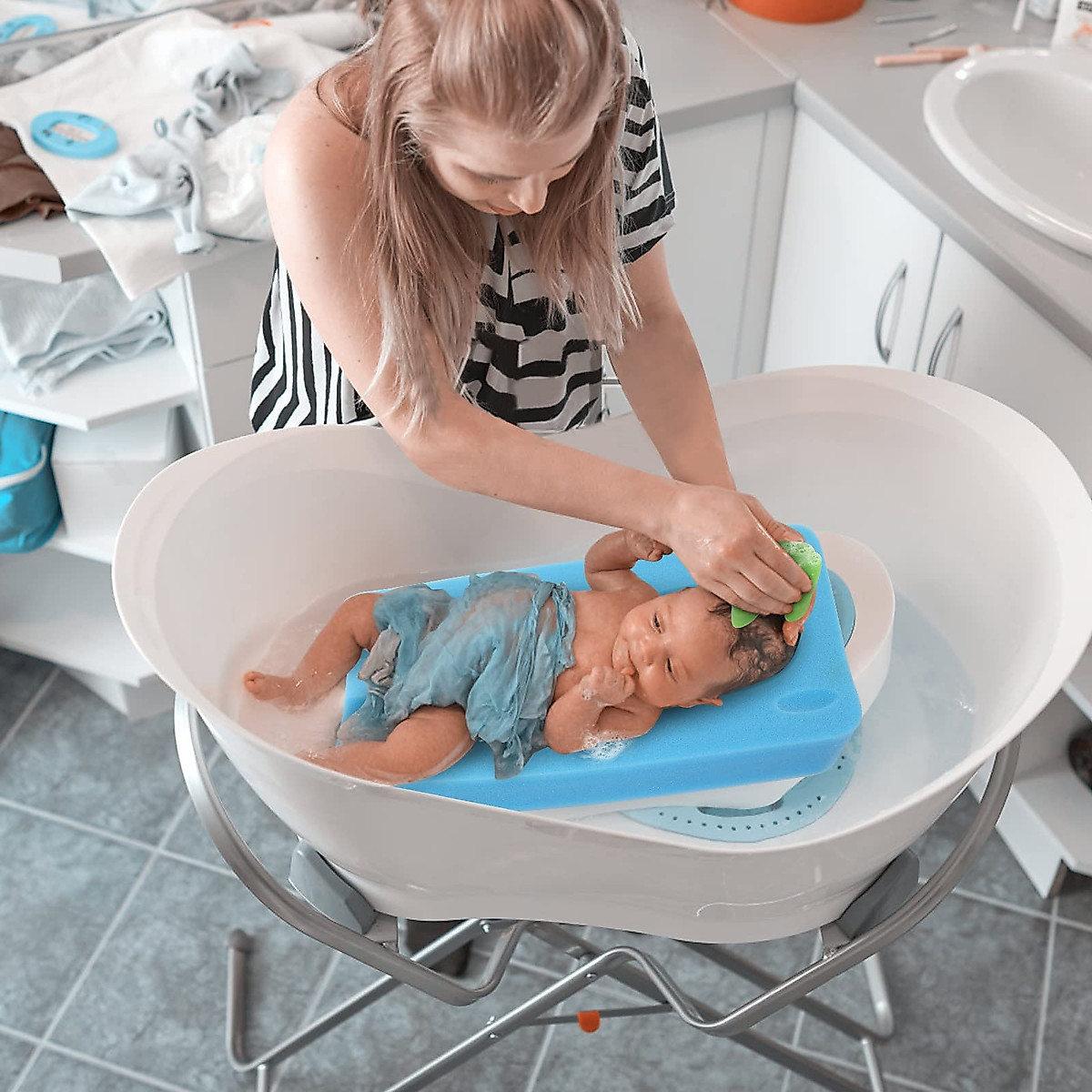 Cubolar Baby Bath Sponges Baby Bath Anti-Slip Cushion Infant Bath Sponges Mat Bath Support for Newborns Toddlers Infant