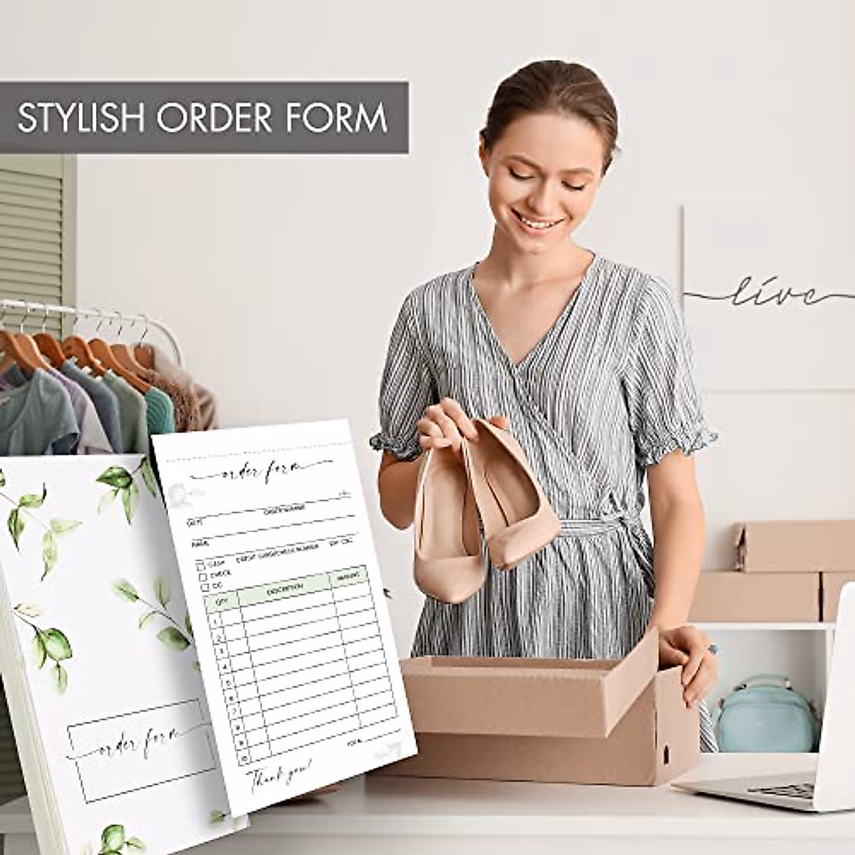 Beautiful Order Form Book for Small Businesses - Aesthetic and Easy to Use Receipt Pad - The Perfect Business Supplies That Helps You and Your Happy Clients to Stay Organized