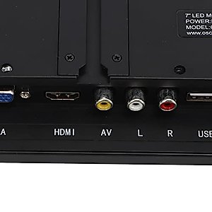 Akozon LED Color Video, 7 Inch TFT LED Monitor with VGA HD Multimedia AV BNC USB DC Input Portable HD Color Display with Speaker Remote Control 100‑240V(US Plug)