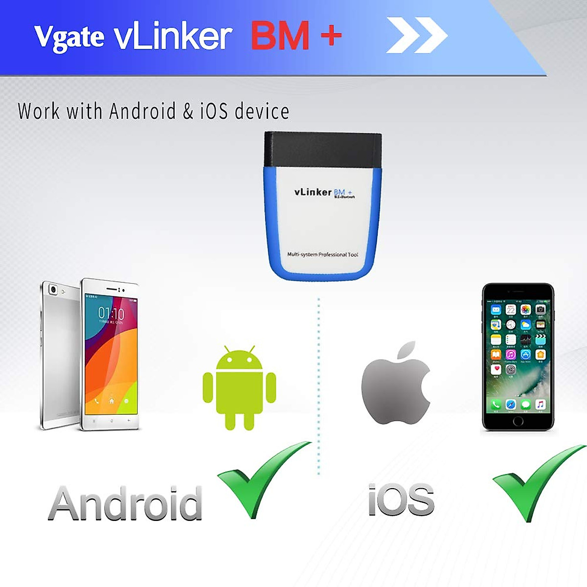 Vgate vLinker BM+ OBD2 Bluetooth Scanner for BMW/Mini BimmerCode, Car Code Reader for iOS, Android, and Windows