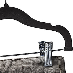 Home-it 12 PACK baby hangers with clips BLACK baby Clothes Hangers Velvet Hangers use for skirt hangers Clothes Hanger pants hangers Ultra Thin No Slip kids hangers