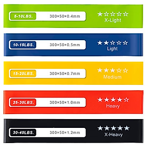 Honmein Resistance Bands for Working Out, Exercise Bands with 5 Resistance Levels Fit for Home Fitness, Strength Training, Natural Latex Resistance Band Include Instruction Guide and Carry Bag.