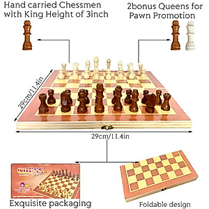 Subwaysds Chess Sets for Adults & Kids - 12''x12'' Wooden Chess Set,Portable Travel Mini Chess Set,Handmade Chess Board & Pieces,Foldable & Easy to Carry
