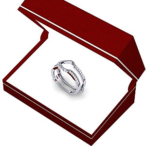 Dazzlingrock Collection 0.25 Carat (ctw) 14K Round Cut Diamond Wedding Enhancer Guard Double Ring 1/4 CT, White Gold, Size 5