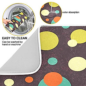 Color Polka Dot Dish Drying Mat 24"x18" Absorbent Machine Washable Hanging Fast Dry Pad Dish Protective Mat for Kitchen Countertop Heat Resistant Dinner Table Mat