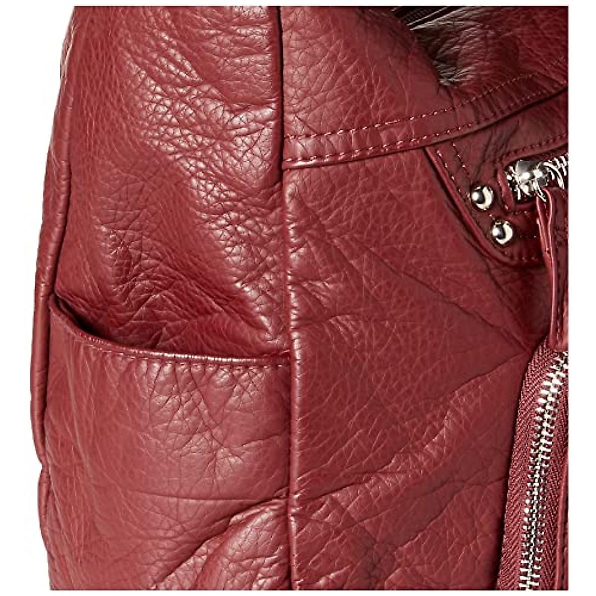 Bueno of California Grainy Washed Organzier Shoulder Bag, Wine